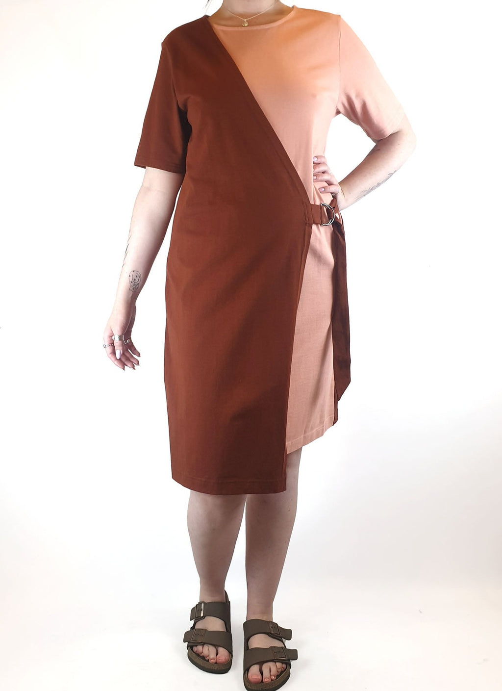 Gorman "Genie" pink and red faux wrap tee shirt dress size 12 – Dear ...