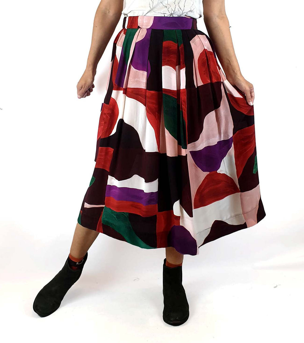Gorman unique print silk blend pleated skirt size 8 – Dear Little Panko