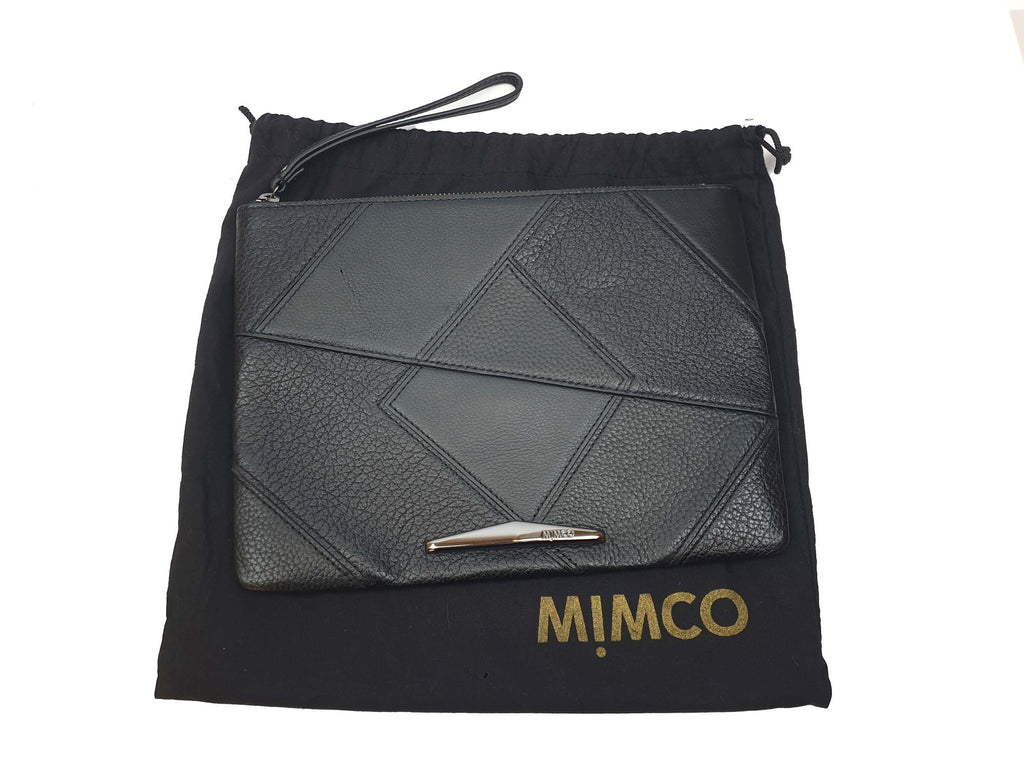 Mimco black textured leather clutch/small laptop sleeve – Dear Little Panko