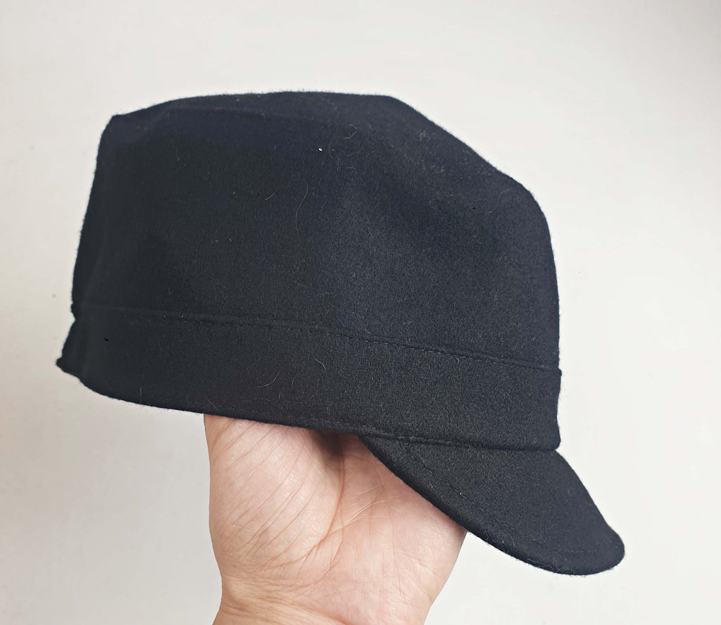 August wool mix black peaked cap – Dear Little Panko