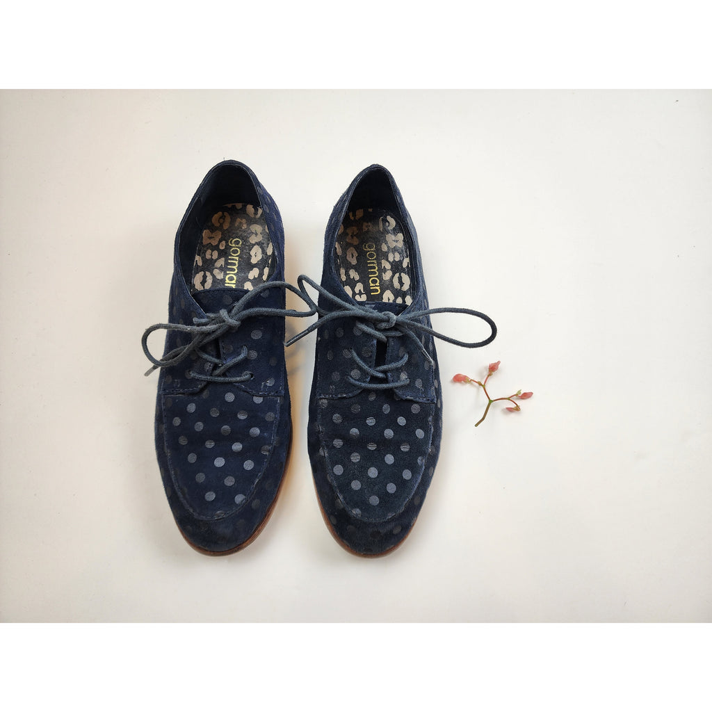 Gorman black suede leather lace up shoes with black polka dots size 37 ...